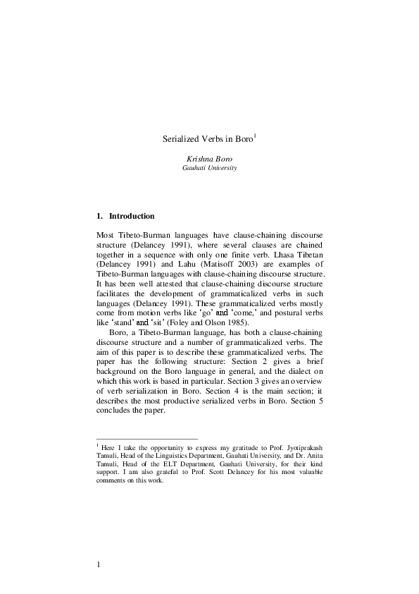 (PDF) Serialized verbs in Boro