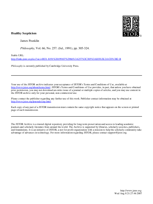 (PDF) Healthy scepticism