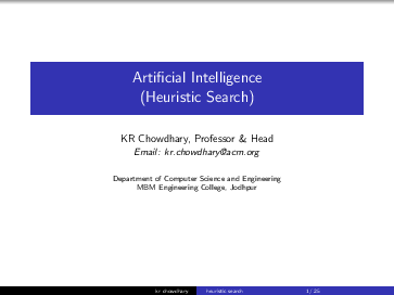 (PDF) Artificial Intelligence (Heuristic Search