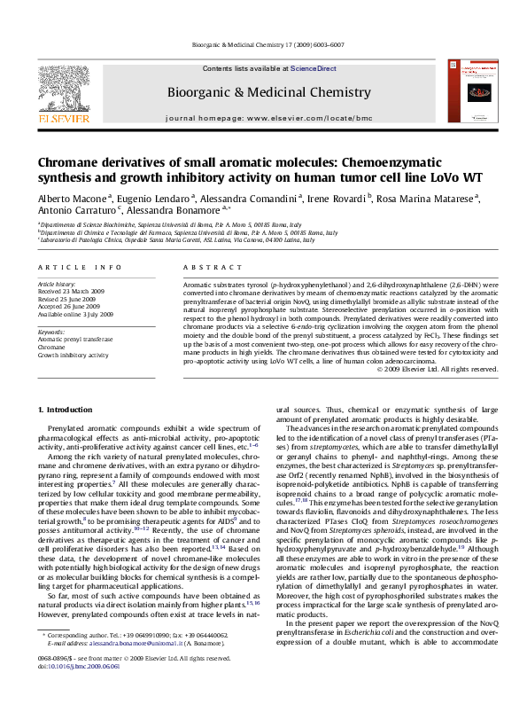 (PDF) Chromane derivatives of small aromatic molecules: Chemoenzymatic ...
