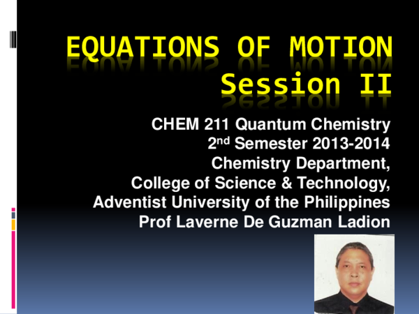 (PPT) Equations of Motion