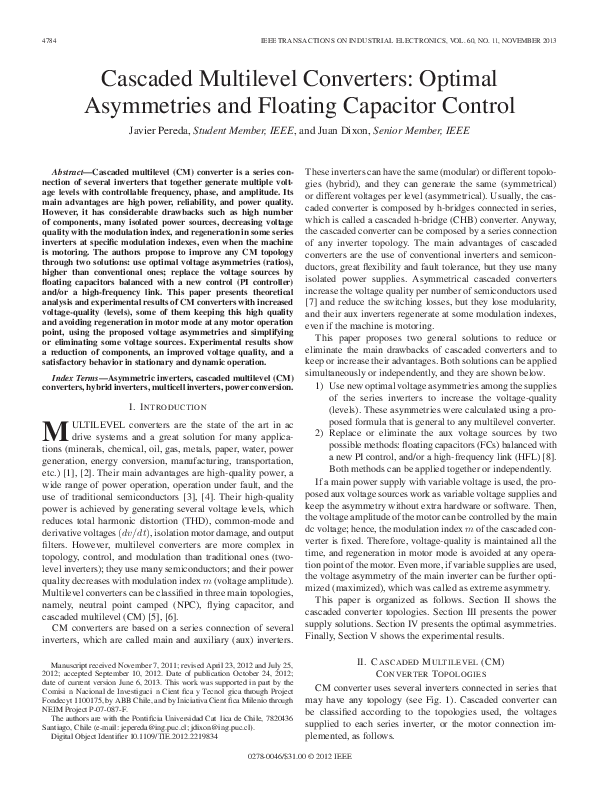 (PDF) Cascaded Multilevel Converters: Optimal Asymmetries and Floating ...