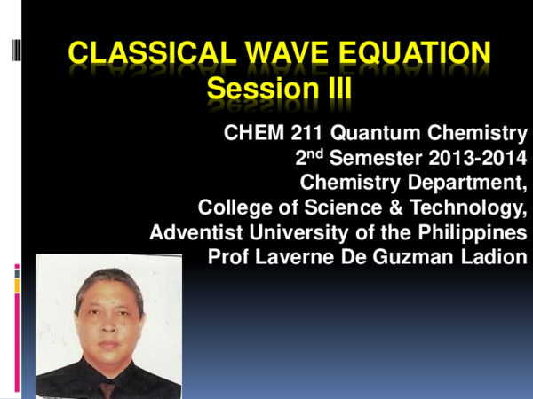 (PPT) Classical Wave Equation