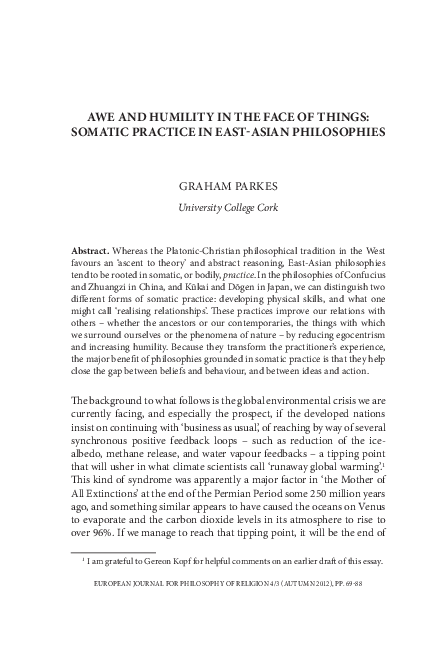 (PDF) Awe and Humility in the Face of Things: Somatic Practice in East ...