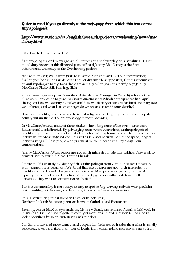 (DOC) 'Down with identity! Long live humanity!'