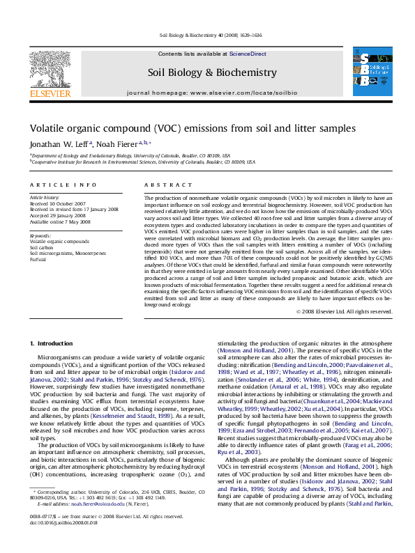 (PDF) Volatile organic compound (VOC) emissions from soil and litter ...