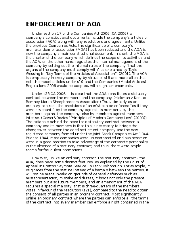 (DOC) ENFORCEMENT OF AOA