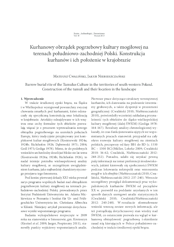 (PDF) Barrow burial rite of the Tumulus Culture in the territories of ...