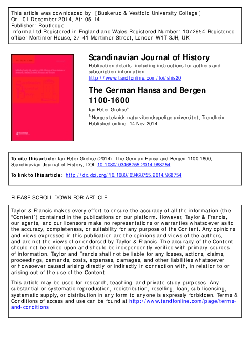 (PDF) Review of The German Hansa and Bergen 1100-1600, Arnved Nedkvitne ...