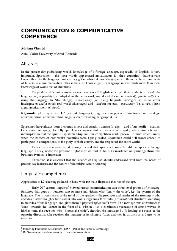 (PDF) COMMUNICATION & COMMUNICATIVE COMPETENCE