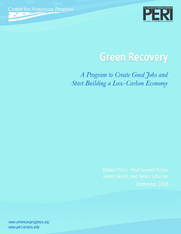 (PDF) Green Recovery: A Program to Create Good Jobs & Start Building a ...
