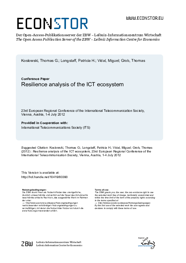 (PDF) Resilience analysis of the ICT ecosystem