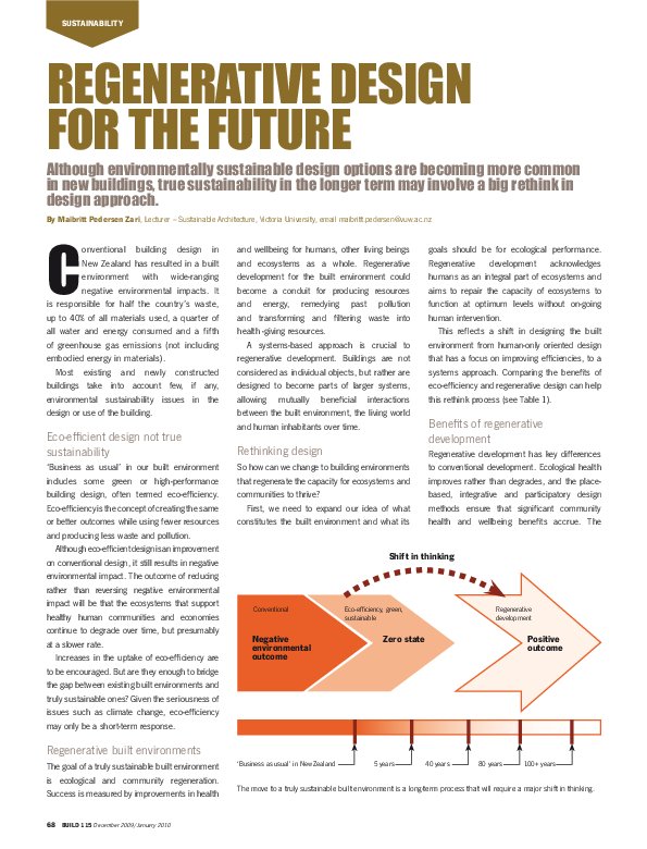 (PDF) Regenerative Design for the Future