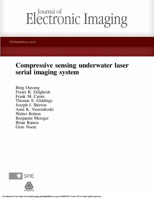 (PDF) Compressive sensing underwater laser serial imaging system