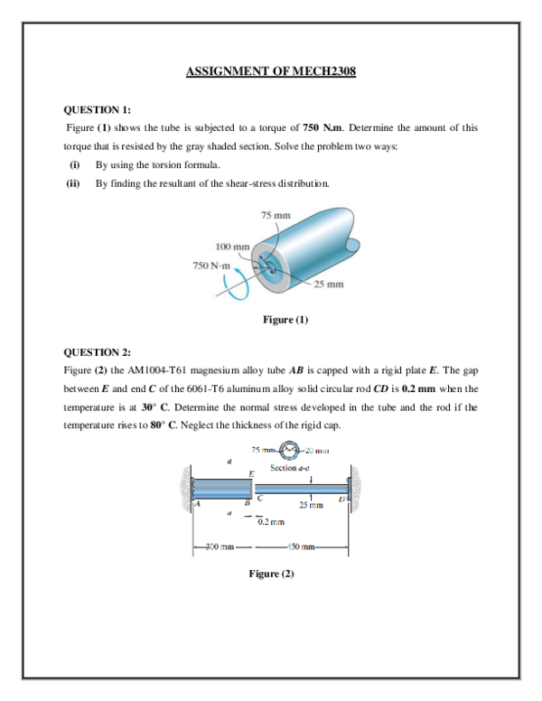 (PDF) ASSIGNMENT OF strength of materials