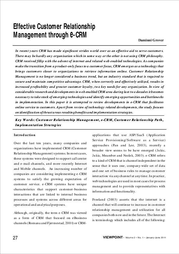 (PDF) Effective Customer Relationship Management through e-CRM