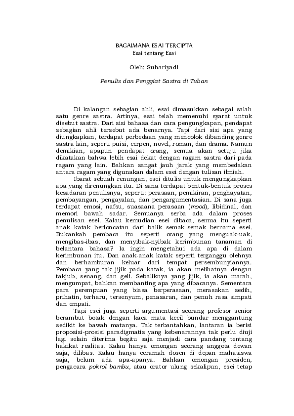 (DOC) BAGAIMANA ESAI TERCIPTA Esai tentang Esai | SUHARIYADI suhariyadi ...