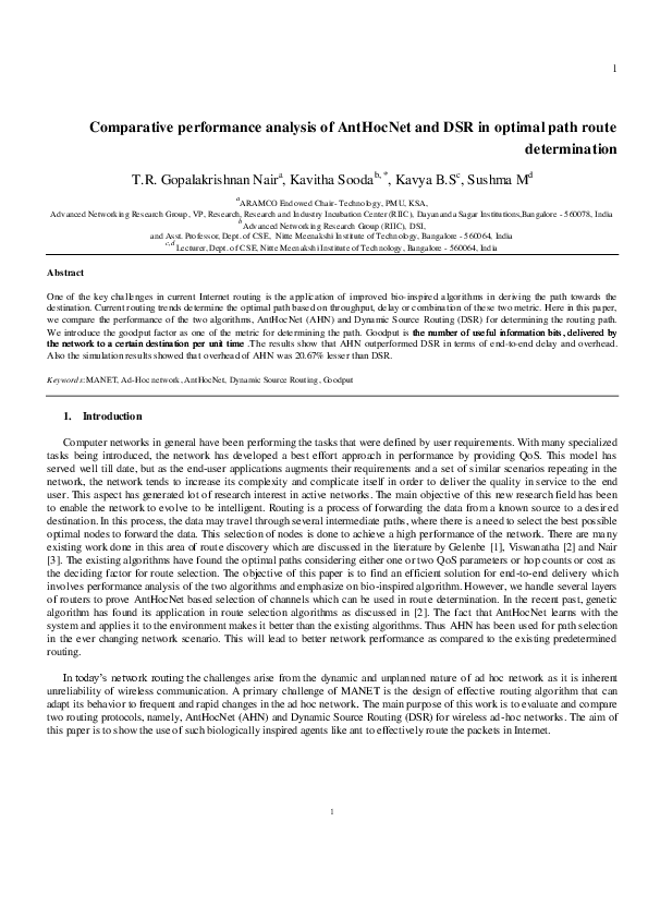 Pdf Comparative Performance Analysis Of Anthocnet And Dsr In Optimal