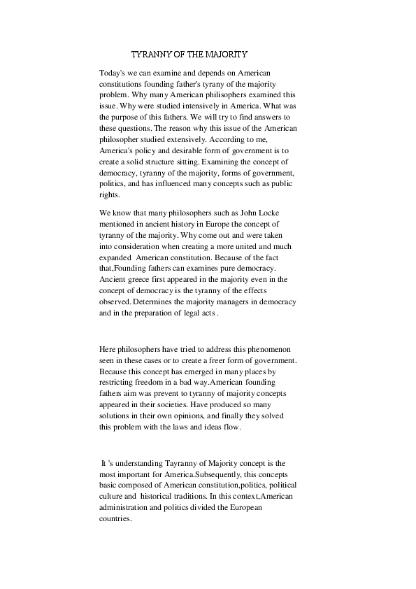 (DOC) American Founding Fathers and Tyranny Of The Majority