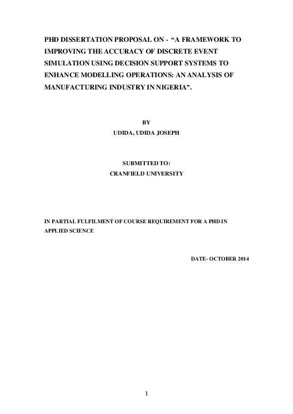 (DOC) PHD DISSERTATION PROPOSAL ON - “A FRAMEWORK TO IMPROVING THE ...