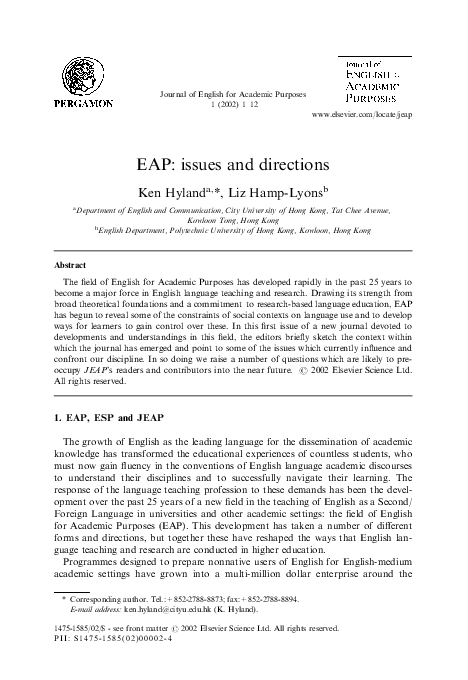 (PDF) EAP: Issues and Directions