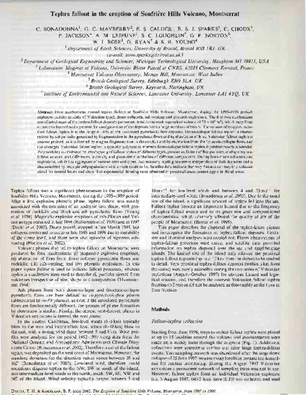 (PDF) Tephra fallout in the eruption of Soufriere Hills Volcano, Montserrat