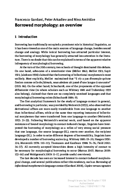 (PDF) Borrowed morphology: An overview