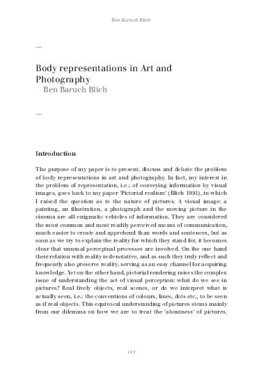 (PDF) Body representations in Art and Photography