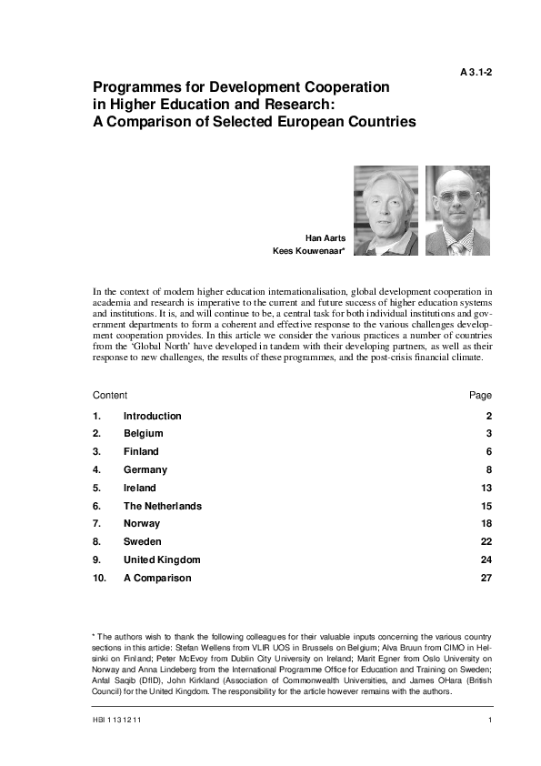 (PDF) Programmes for Development Cooperation in Higher Education and ...