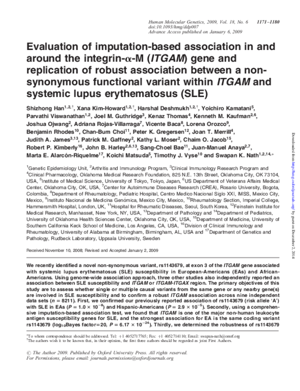 (PDF) Evaluation of imputation-based association in and around the ...