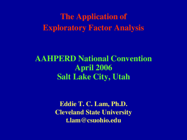 (PDF) The Application of Exploratory Factor Analysis
