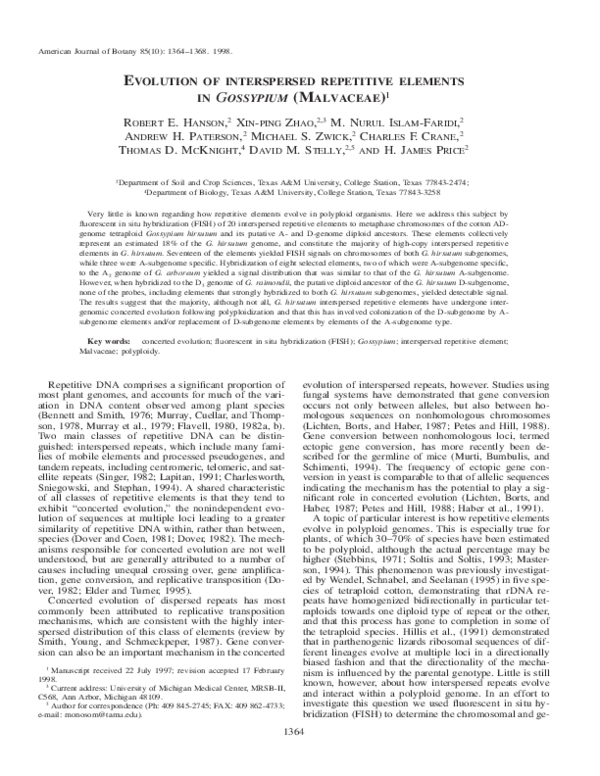 (PDF) Evolution of Interspersed Repetitive Elements in Gossypium (Malvaceae