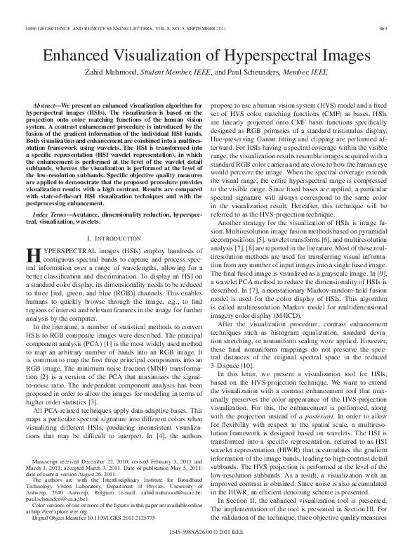 (PDF) Enhanced Visualization of Hyperspectral Images