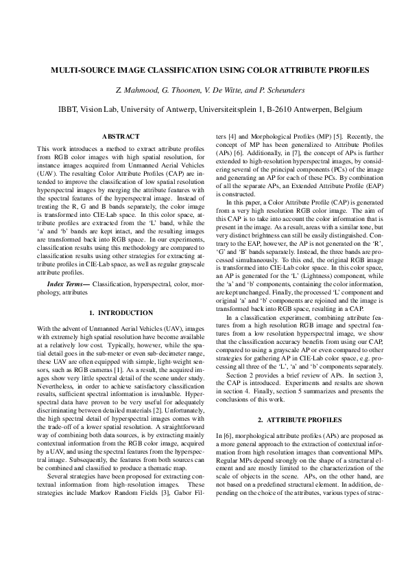 (PDF) MULTI-SOURCE IMAGE CLASSIFICATION USING COLOR ATTRIBUTE PROFILES