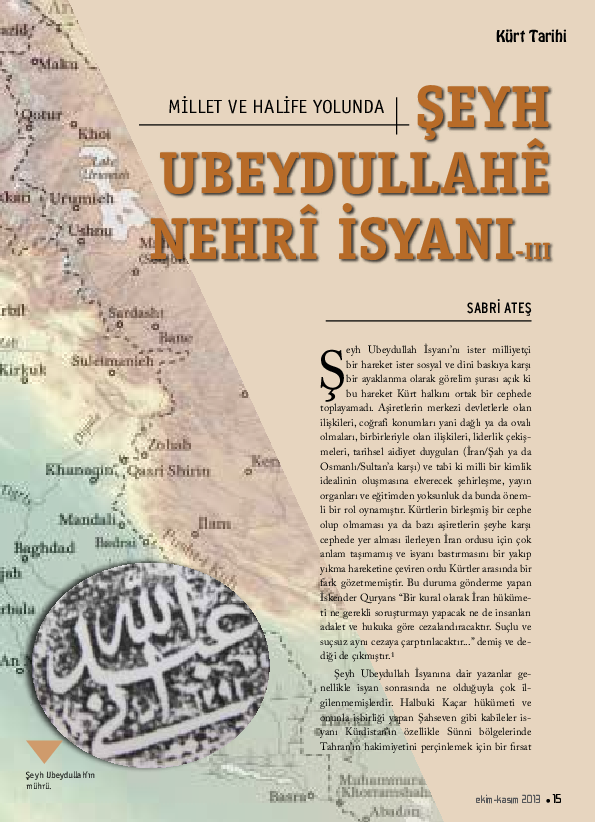 (PDF) Millet ve Halife Yolunda III: Seyh Ubeydullah Isyani