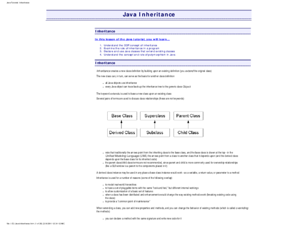 (PDF) Java Inheritance
