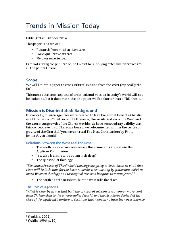 (PDF) Trends in Mission Today