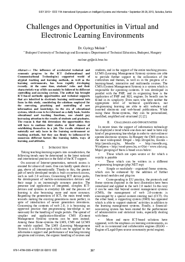 (PDF) Challenges and Opportunities in Virtual and Electronic Learning ...