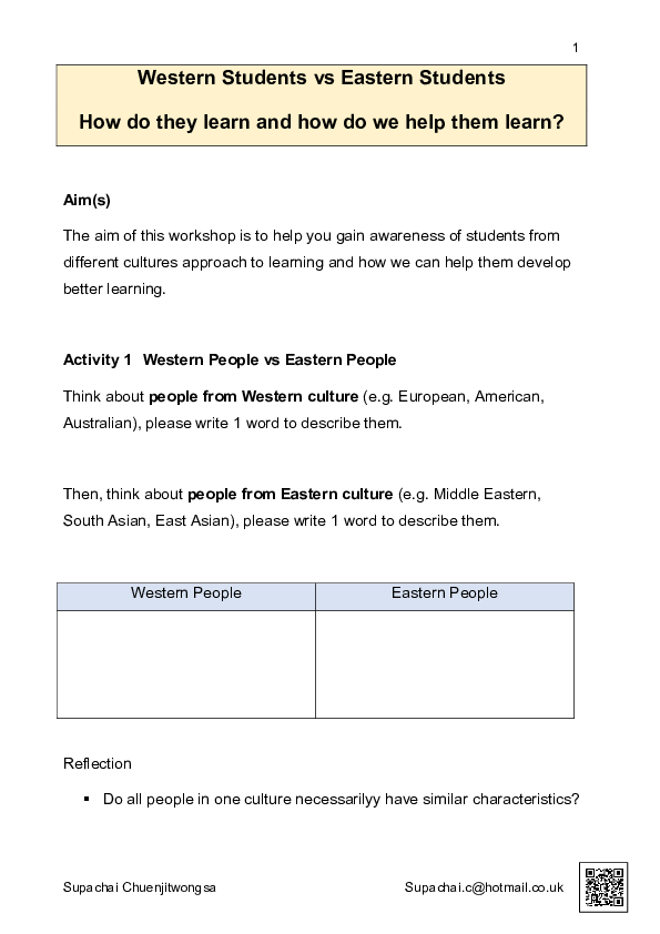 Western Students vs Eastern Students: How do they learn and how do we ...