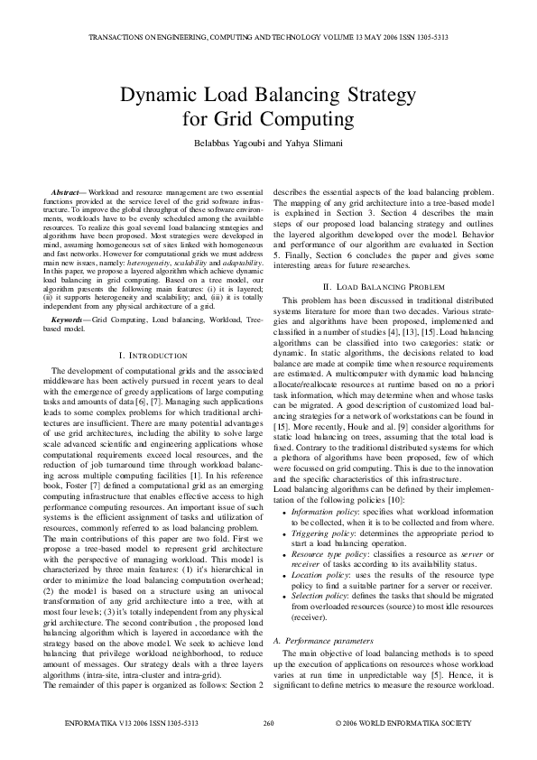(PDF) Dynamic Load Balancing Strategy for Grid Computing | Belal Amin - Academia.edu