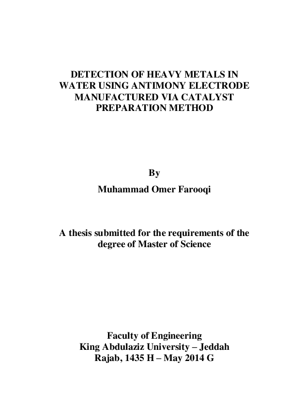 (PDF) Detection of Heavy Metals in Water Using Antimony Electrode ...