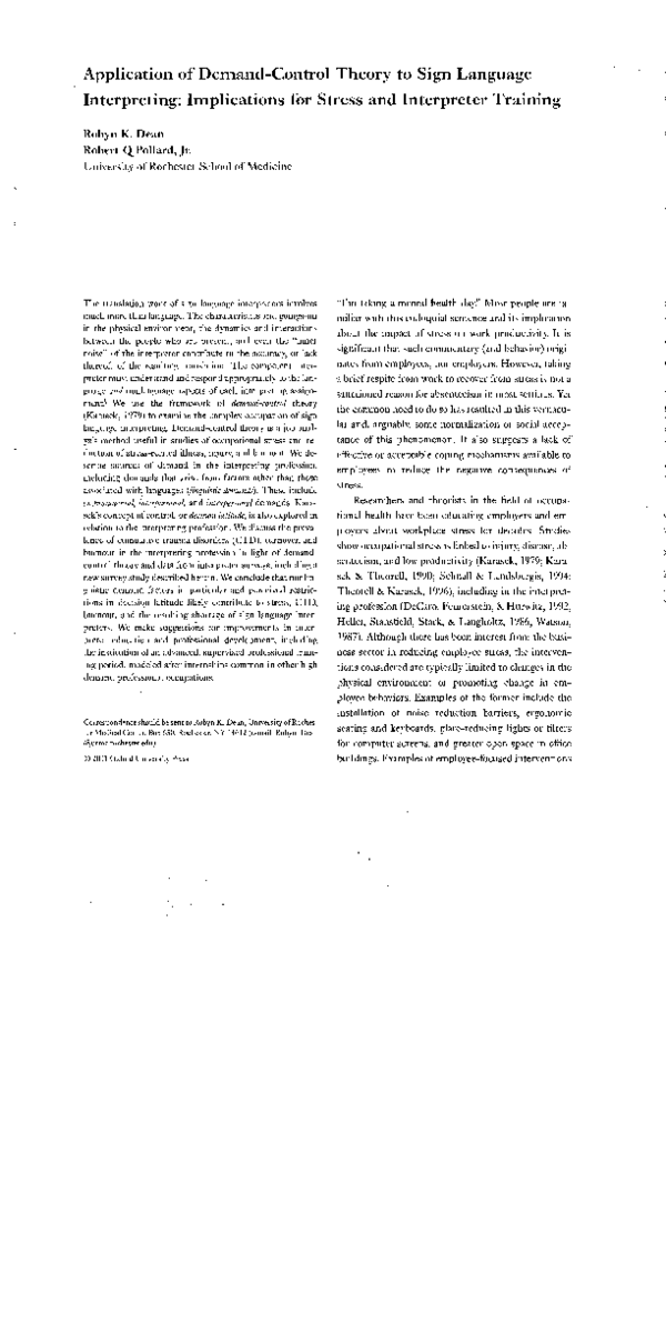 (PDF) Application of demand-control theory to sign language ...