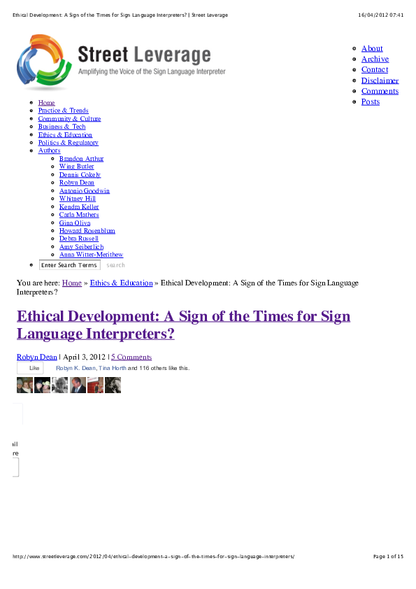(PDF) Ethical development: A sign of the times for sign language ...