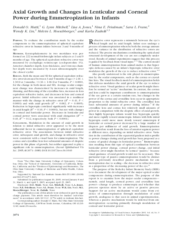 (PDF) Axial Growth and Changes in Lenticular and Corneal Power during ...