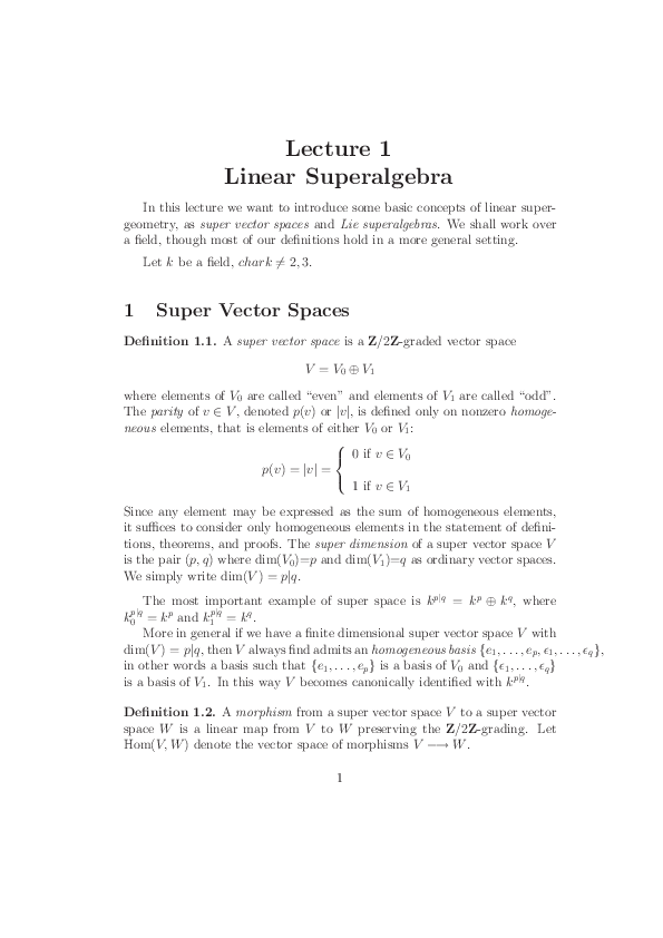 (PDF) Super Algebra