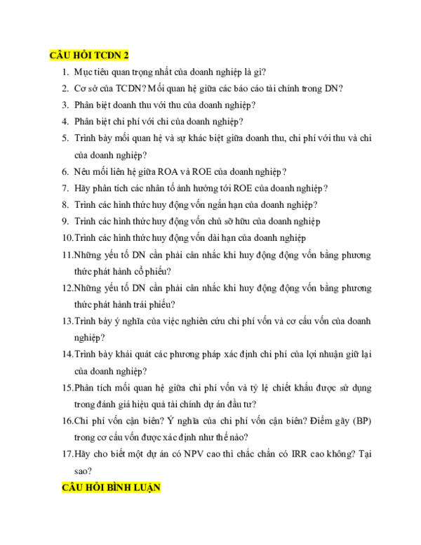 (DOC) E C E C s c a TCDN? M i quan h gi a các báo cáo tài chính trong DN? Phân bi t chi phí v i ...