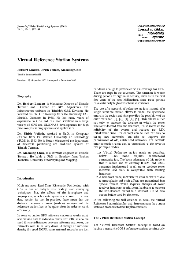 (PDF) Virtual Reference Station Systems