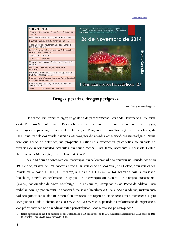 (PDF) Drogas pesadas, drogas perigosas