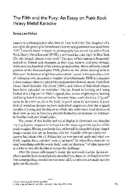 (PDF) The Filth and the Fury: An Essay on Punk Rock Heavy Metal Karaoke ...