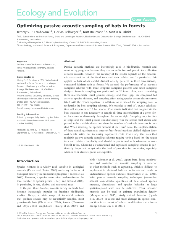 (PDF) Optimizing passive acoustic sampling of bats in forests